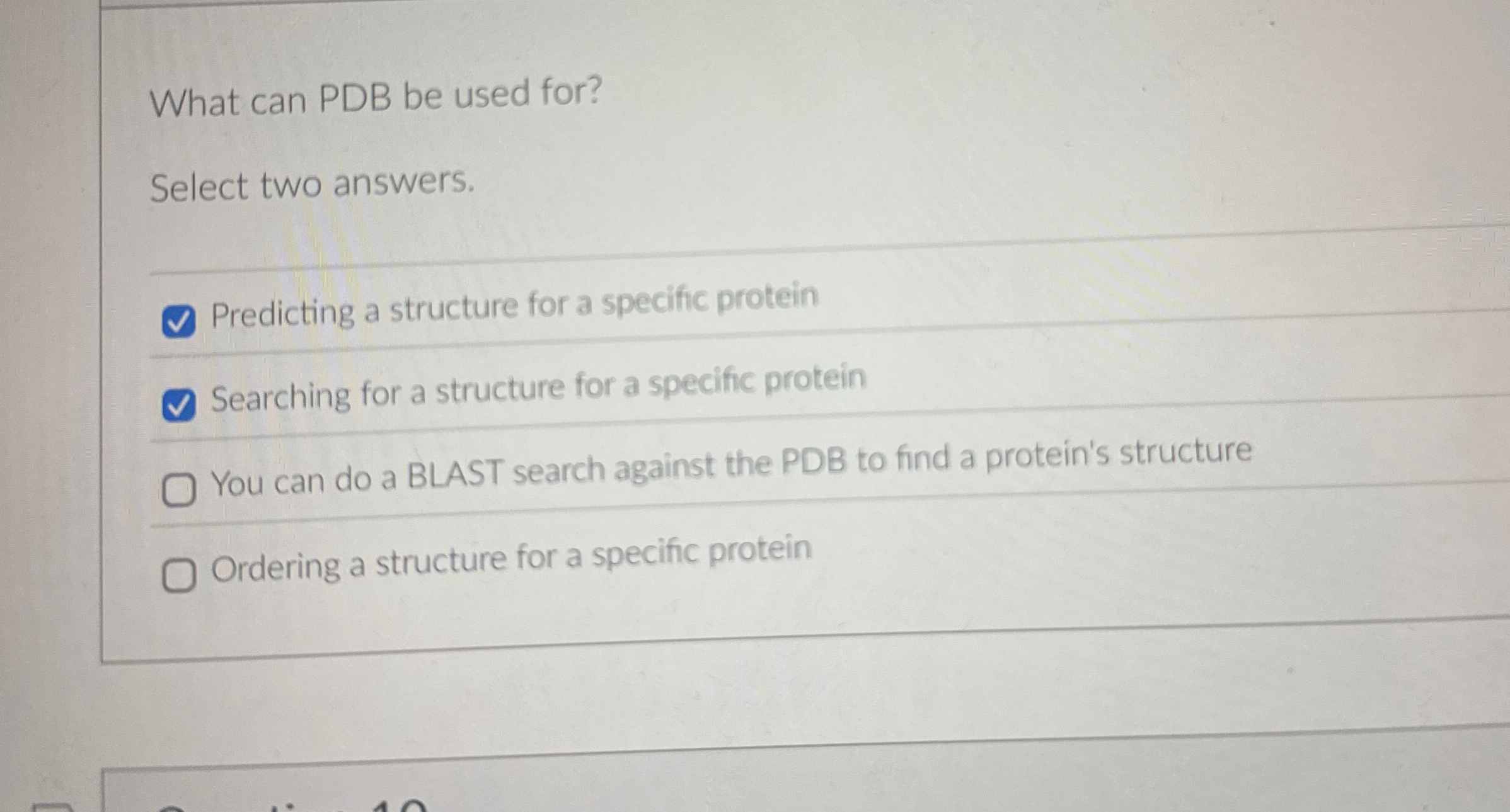 Solved What can PDB be used for?Select two | Chegg.com