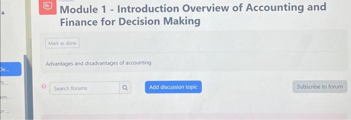 Solved Module 1 - Introduction Overview of Accounting and | Chegg.com