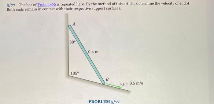 Solved 5/77 The bar of Prob. 5/66 is repeated here. By the | Chegg.com