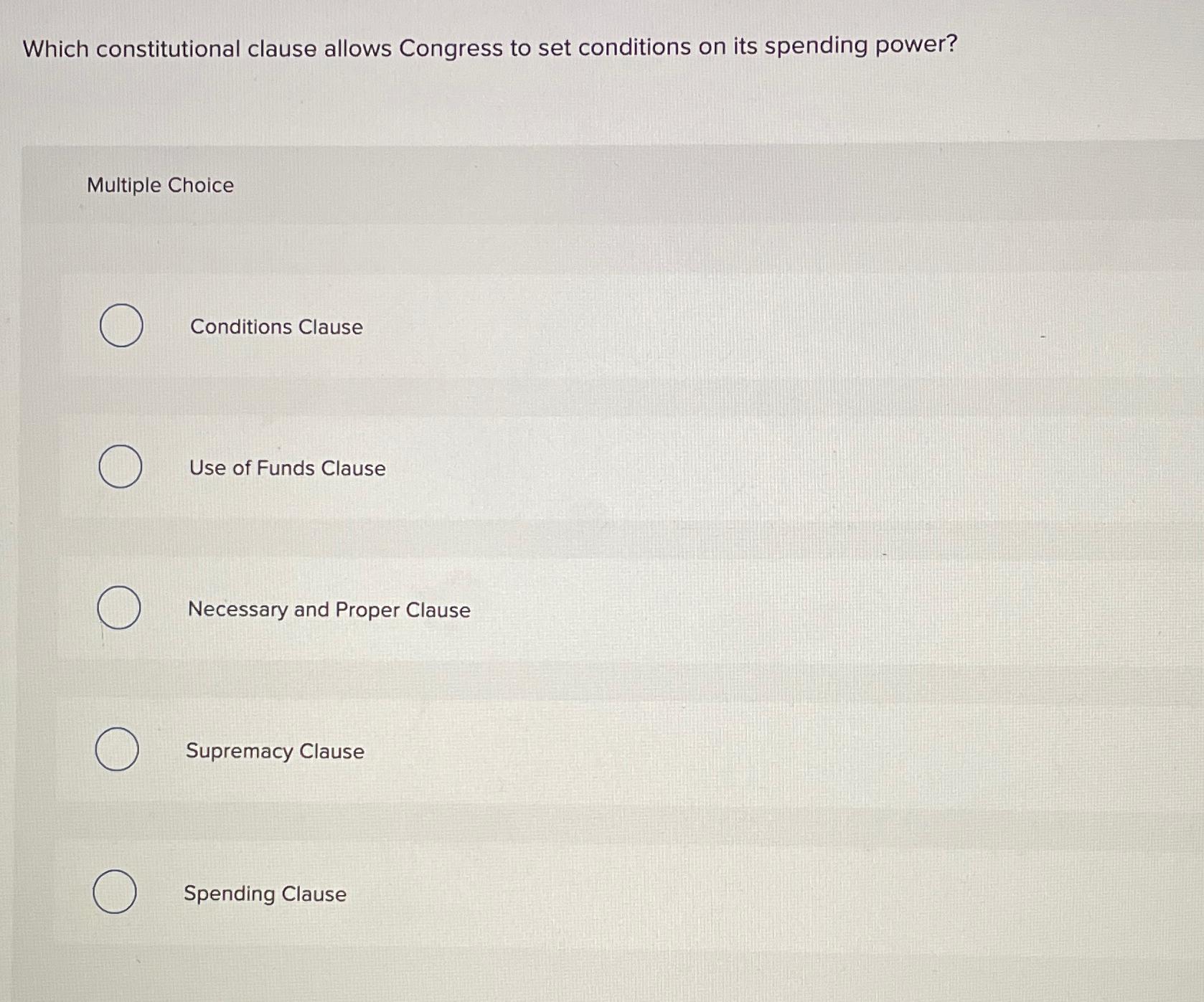 Solved Which constitutional clause allows Congress to set | Chegg.com