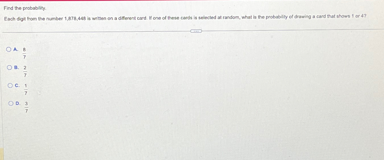 Solved Find the probability.Each digit from the number | Chegg.com