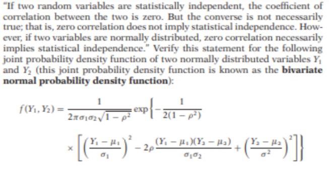 Solved "If two random variables are statistically | Chegg.com