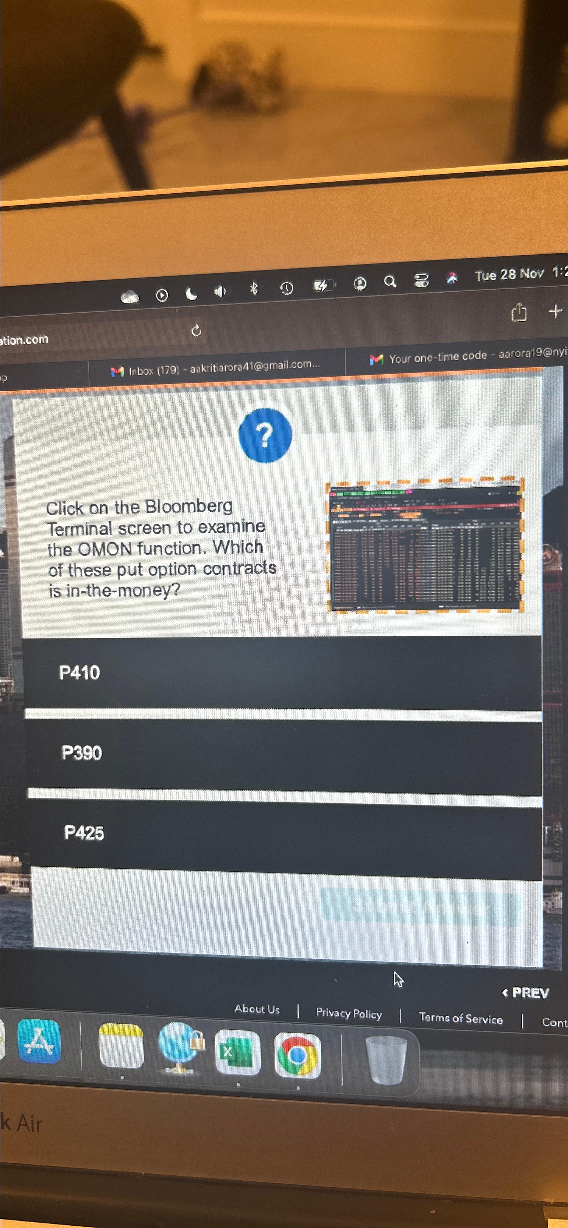 Solved Click on the Bloomberg terminal screen to examine the | Chegg.com