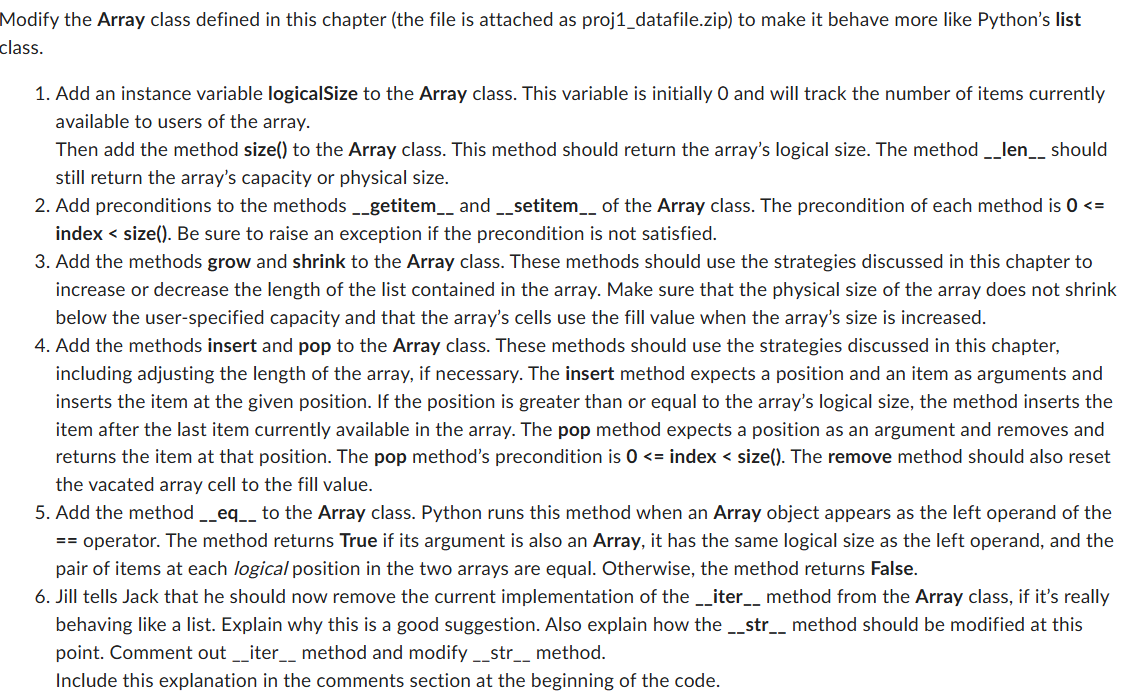 Solved Modify the Array class defined in this chapter (the | Chegg.com