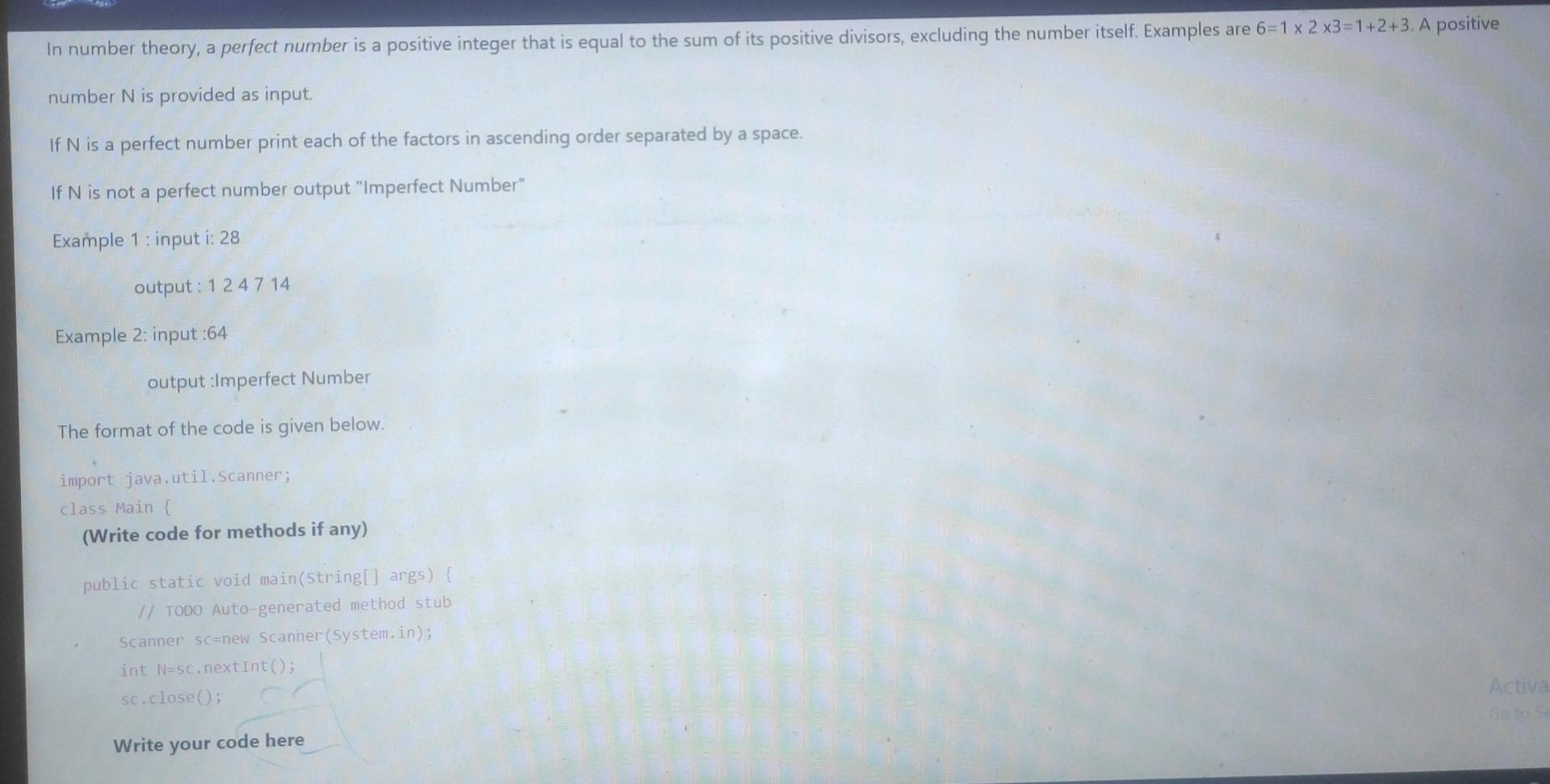 Solved In number theory, a perfect number is a positive | Chegg.com