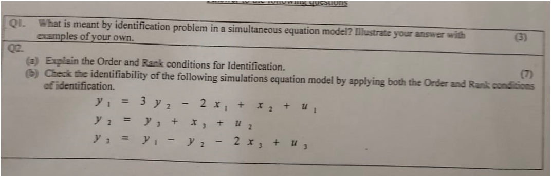 Solved Q1. ﻿What is meant by identification problem in a | Chegg.com