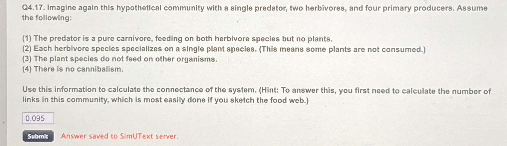 Solved Q4.17. ﻿Imagine again this hypothetical community | Chegg.com
