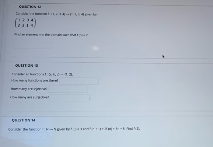 Solved QUESTION 12 Consider the function f: (1, 2, 3, 4) -- | Chegg.com