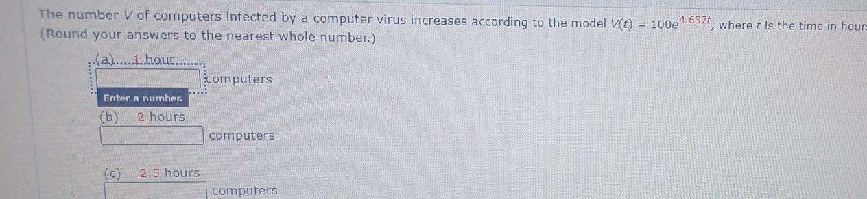 Solved The number V of computers infected by a computer | Chegg.com