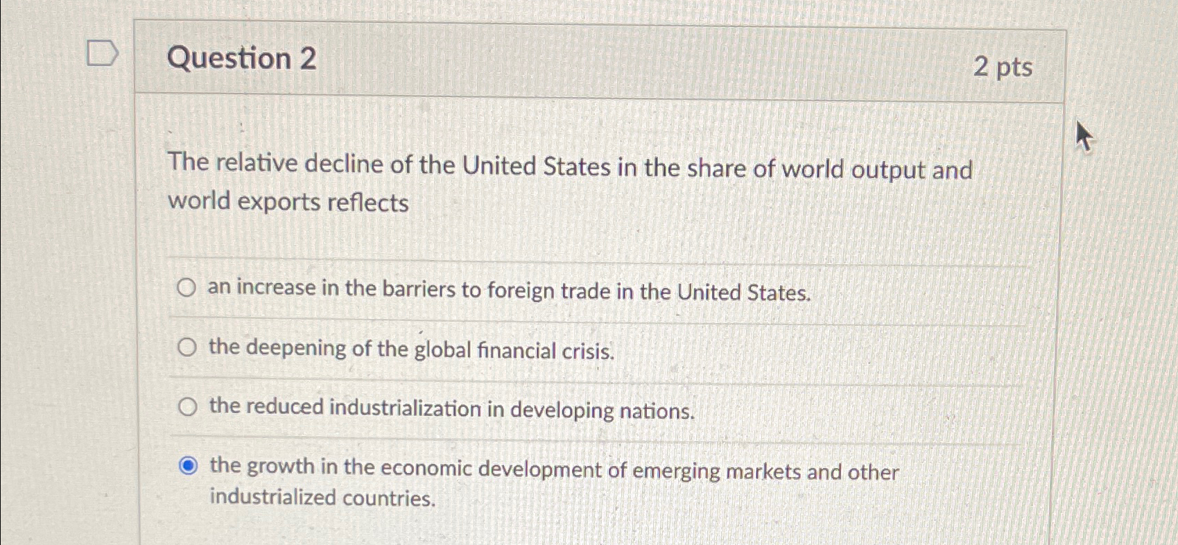 Solved Question 22 ﻿ptsThe relative decline of the United | Chegg.com