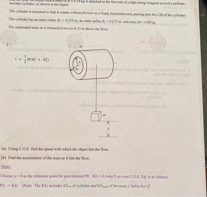 Solved wooden cylinder, as shown in the figure. The cylinder | Chegg.com