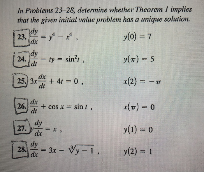 Solved In Problens 23-28, determine whether Theorem I | Chegg.com Solved In Problens 23-28, determine whether Theorem I | Chegg.com