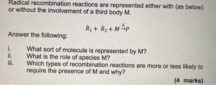 Solved Radical recombination reactions are represented | Chegg.com