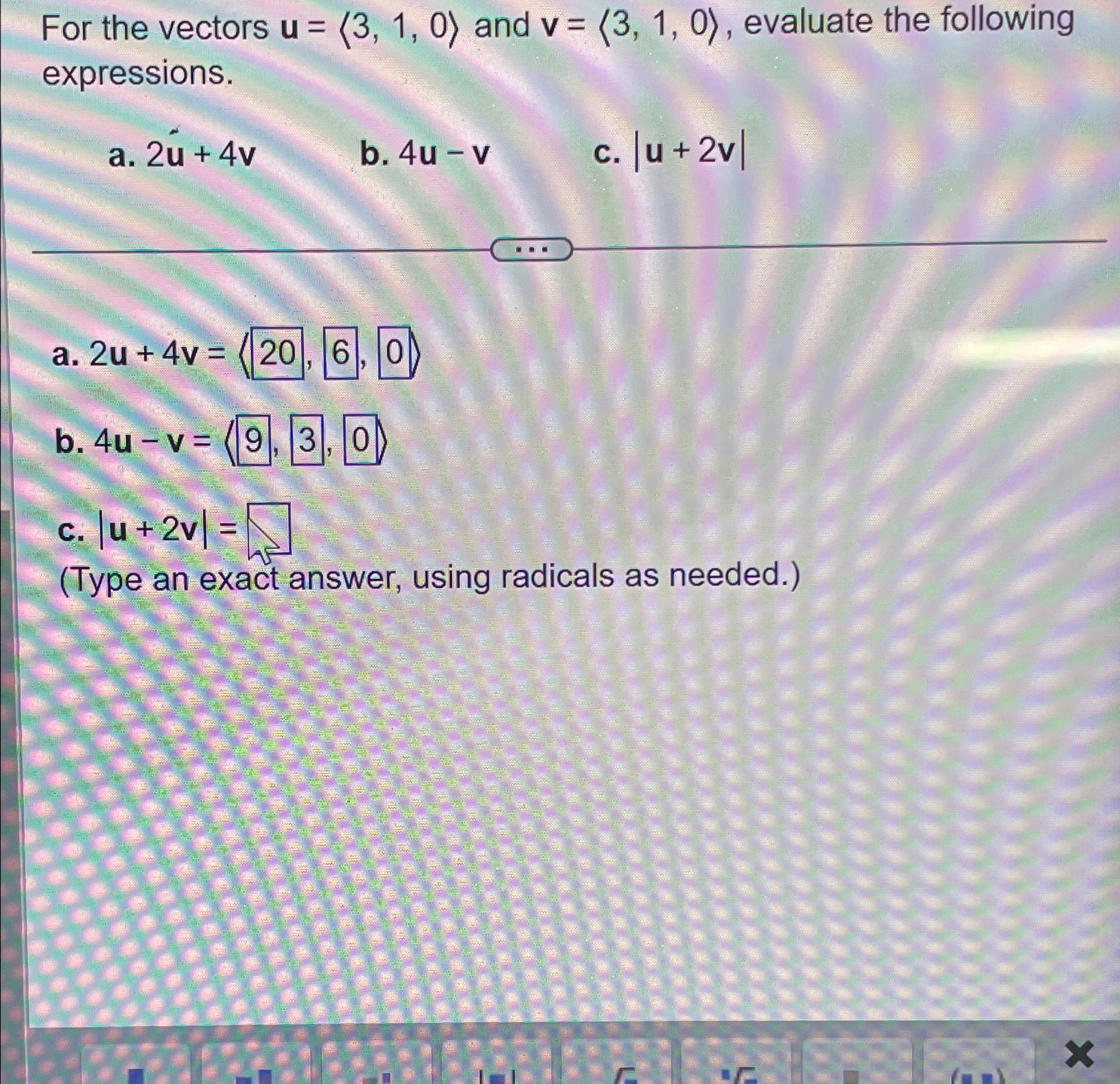 Solved For the vectors u=(:3,1,0:) ﻿and v=(:3,1,0:), | Chegg.com