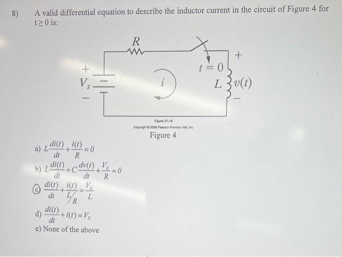 Solved 8) A valid differential equation to describe the | Chegg.com