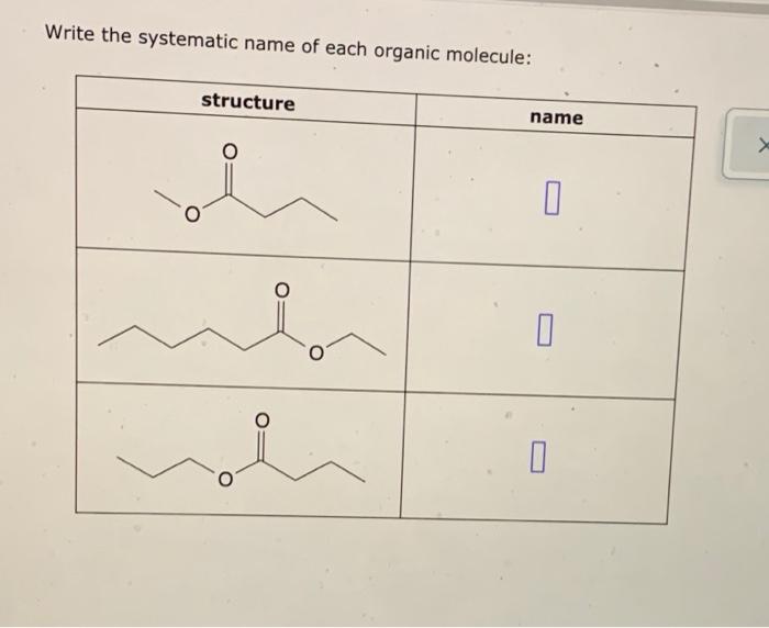 Solved Write the systematic name of each organic molecule: | Chegg.com