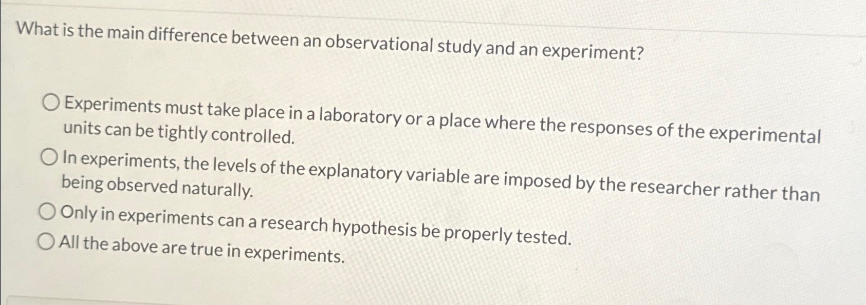 Solved What is the main difference between an observational | Chegg.com