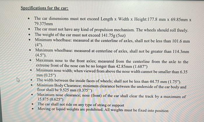 Your project plans to build the simplest car you can | Chegg.com