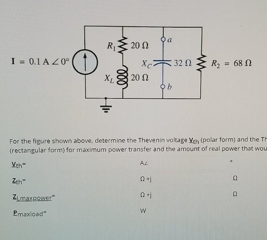 Solved Determine the Thevenin voltage (Vth in polar form), | Chegg.com