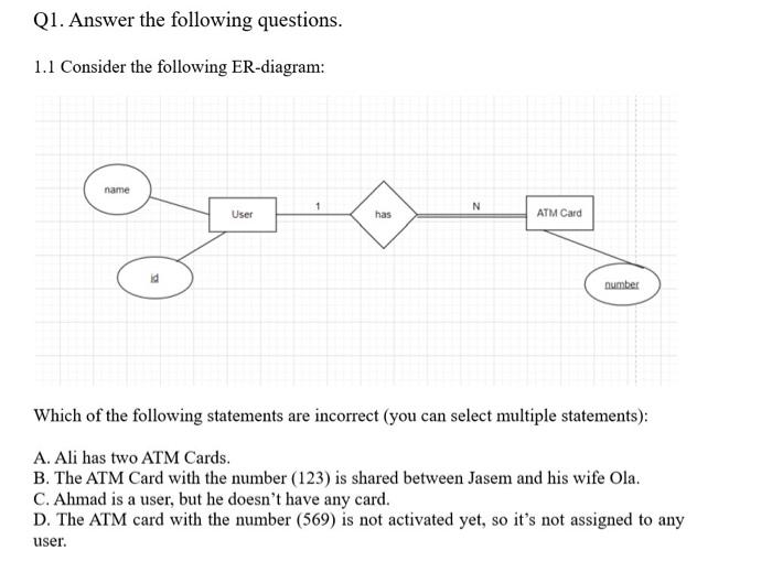 Solved Q1 Answer The Following Questions 11 Consider The 