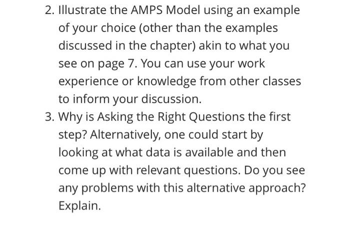 2. Illustrate the AMPS Model using an example of your | Chegg.com