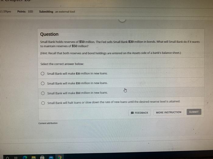 Solved 11:59pm Points 100 Submitting an external tool | Chegg.com