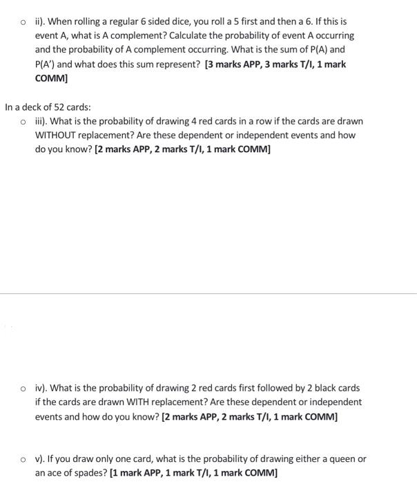 Solved ii). When rolling a regular 6 sided dice, you roll a | Chegg.com