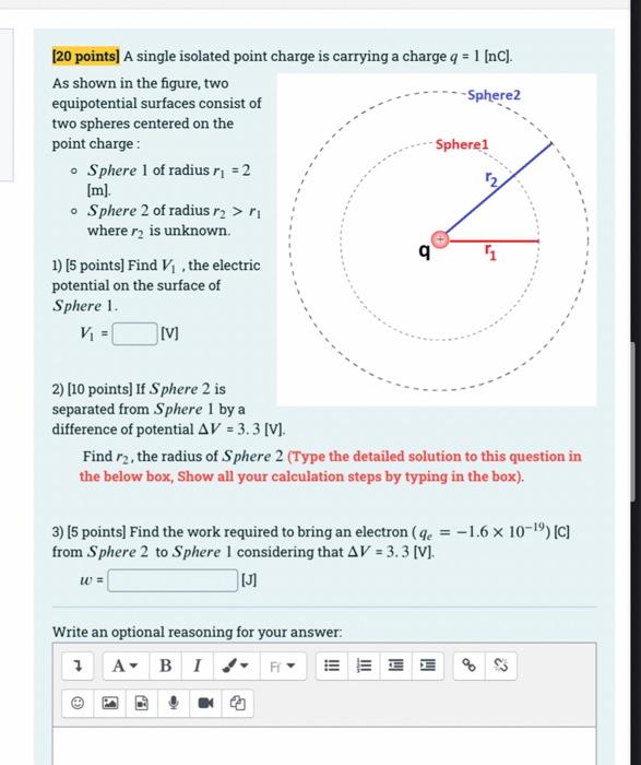Solved [20 points] A single isolated point charge is | Chegg.com