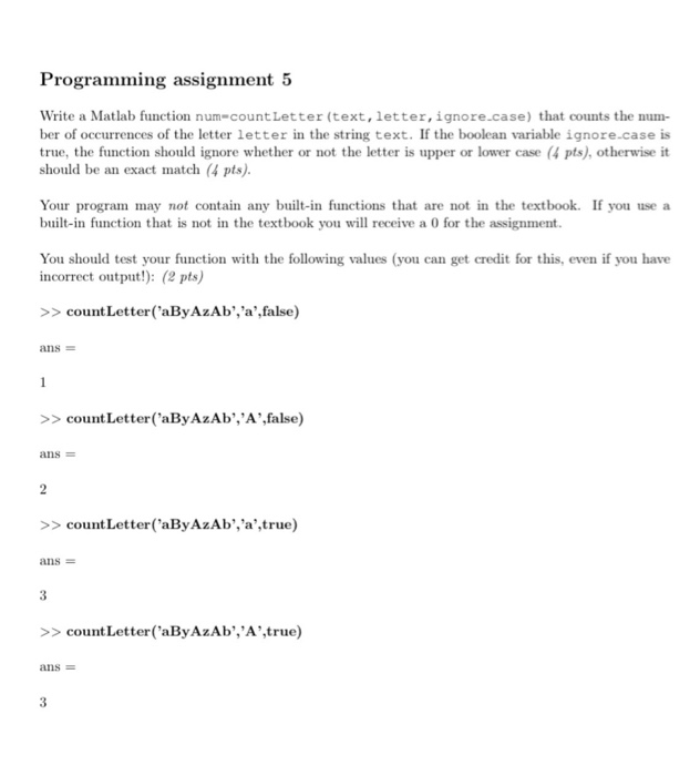 Solved Programming Assignment 5 Write A Matlab Function 4430
