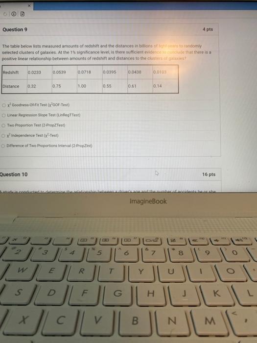 Solved Question 9 4 pts The table below lists measured | Chegg.com