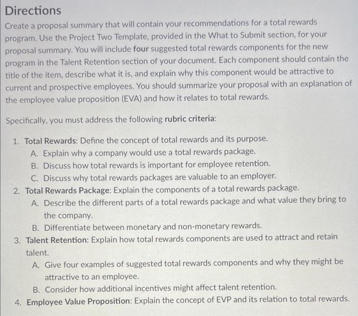 Solved Directions Create a proposal summary that will | Chegg.com
