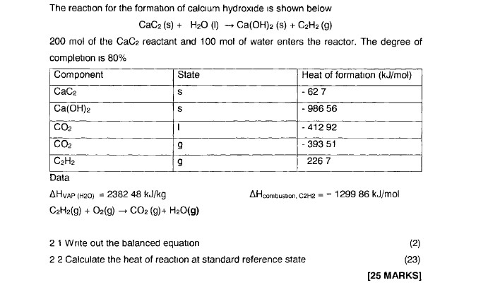 Solved The reaction for the formation of calcium hydroxide | Chegg.com