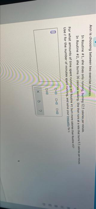 Solved Ann is choosing between two exercise routines. In | Chegg.com