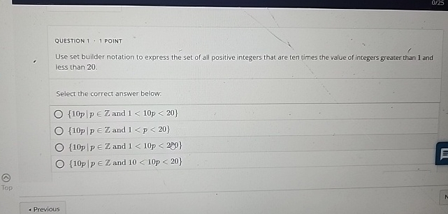 Solved QUESTION 1 - 1 POINTUse set builder notation to | Chegg.com Solved QUESTION 1 - 1 POINTUse set builder notation to | Chegg.com