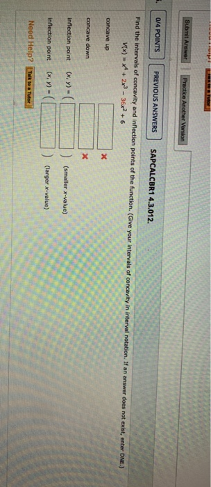 Solved Submit Answer Practice Another Version 0/4 POINTS | Chegg.com