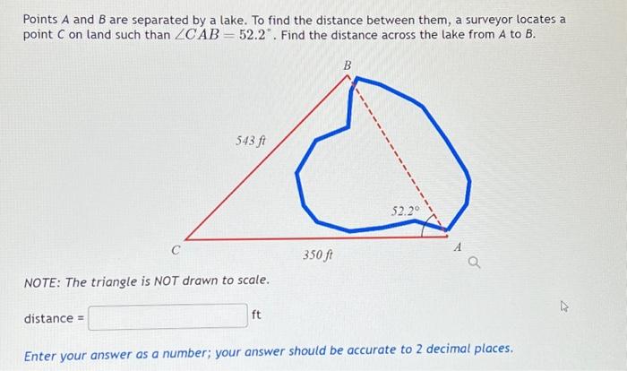 Solved Points A and B are separated by a lake. To find the | Chegg.com