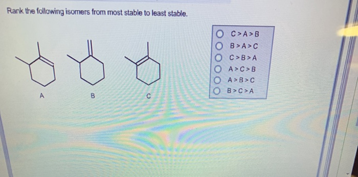 Solved Rank the following isomers from most stable to least | Chegg.com