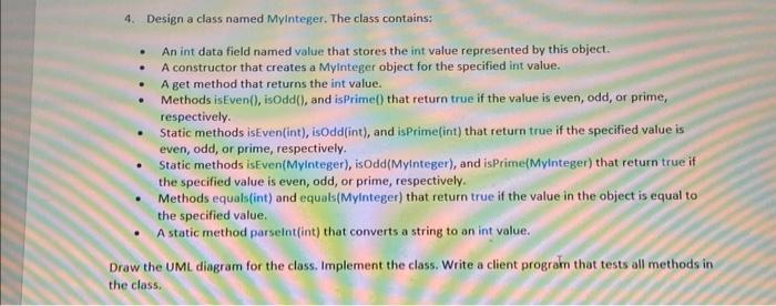 Solved 4 Design A Class Named Mylnteger The Class 