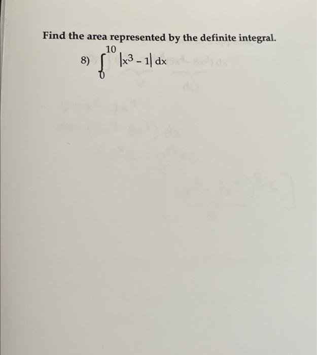 Solved Find the area represented by the definite integral. | Chegg.com