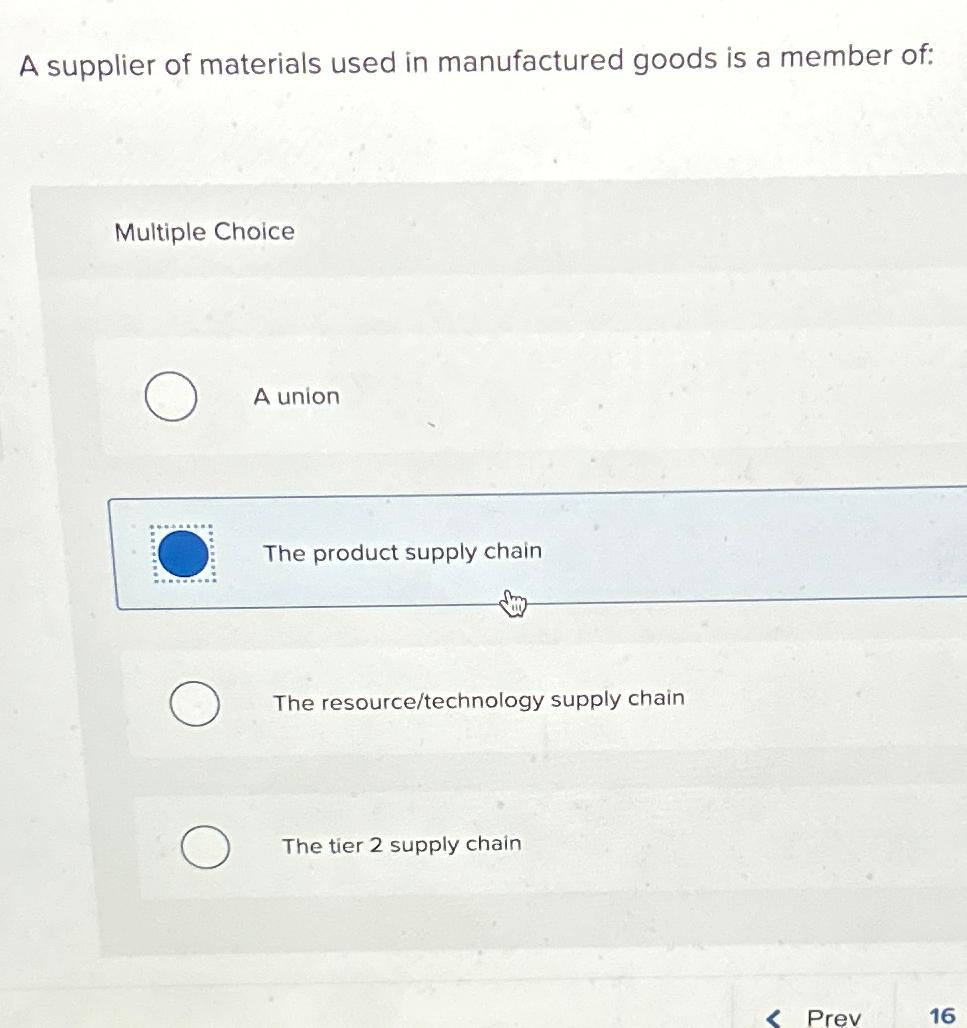 Solved A supplier of materials used in manufactured goods is | Chegg.com