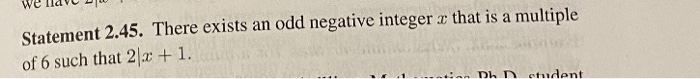 Solved Statement 2.45. There exists an odd negative integer | Chegg.com