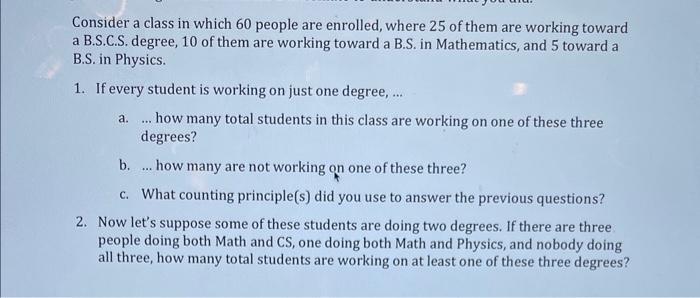 Solved Consider a class in which 60 people are enrolled, | Chegg.com