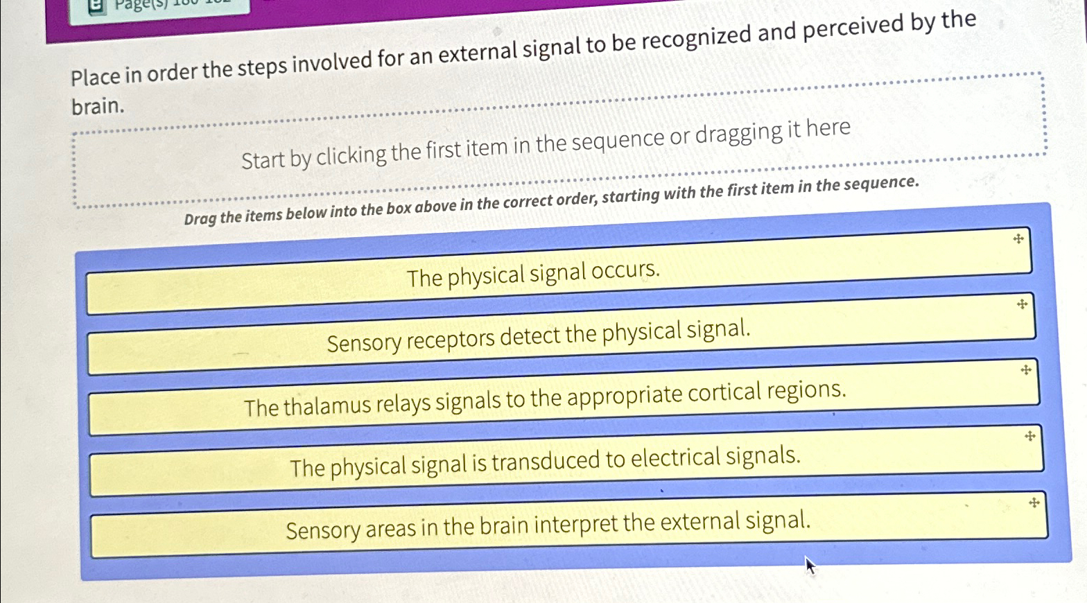 Solved Place in order the steps involved for an external | Chegg.com
