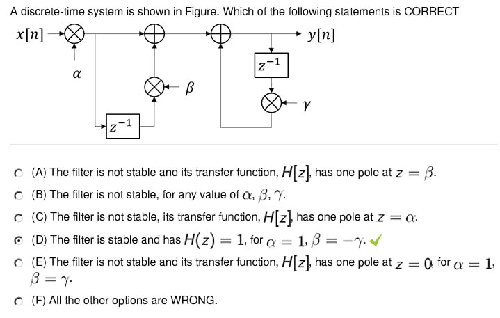 Solved A discrete-time system is shown in Figure. Which of | Chegg.com