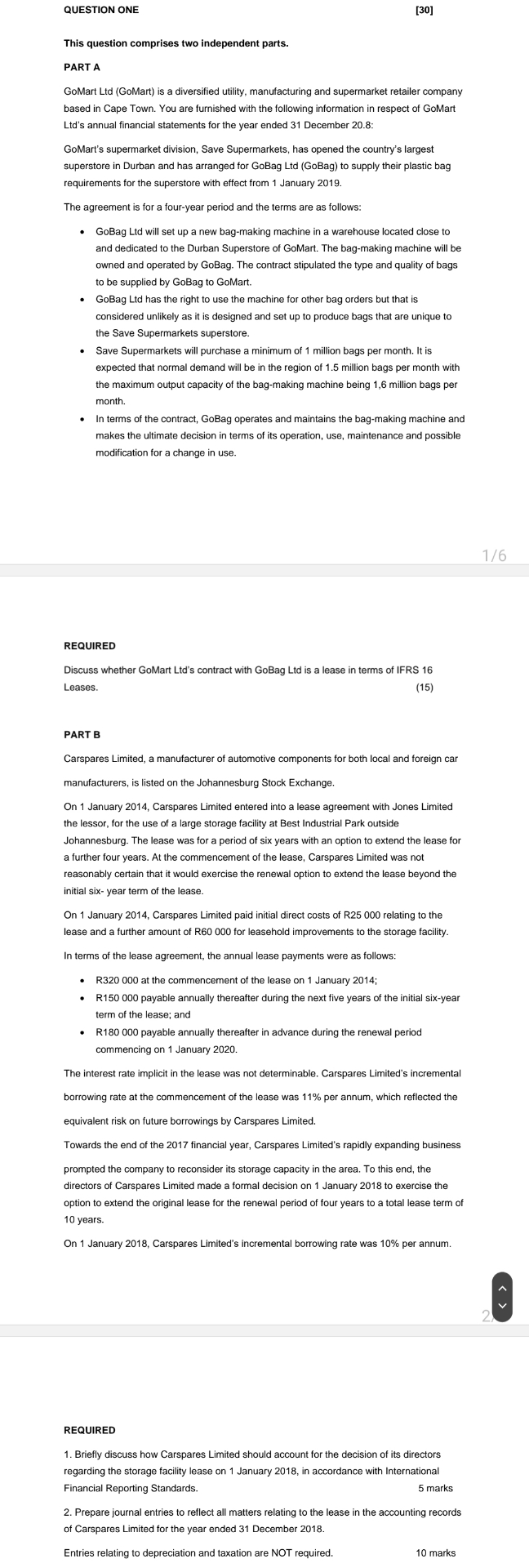 Solved QUESTION ONE[30]This question comprises two | Chegg.com