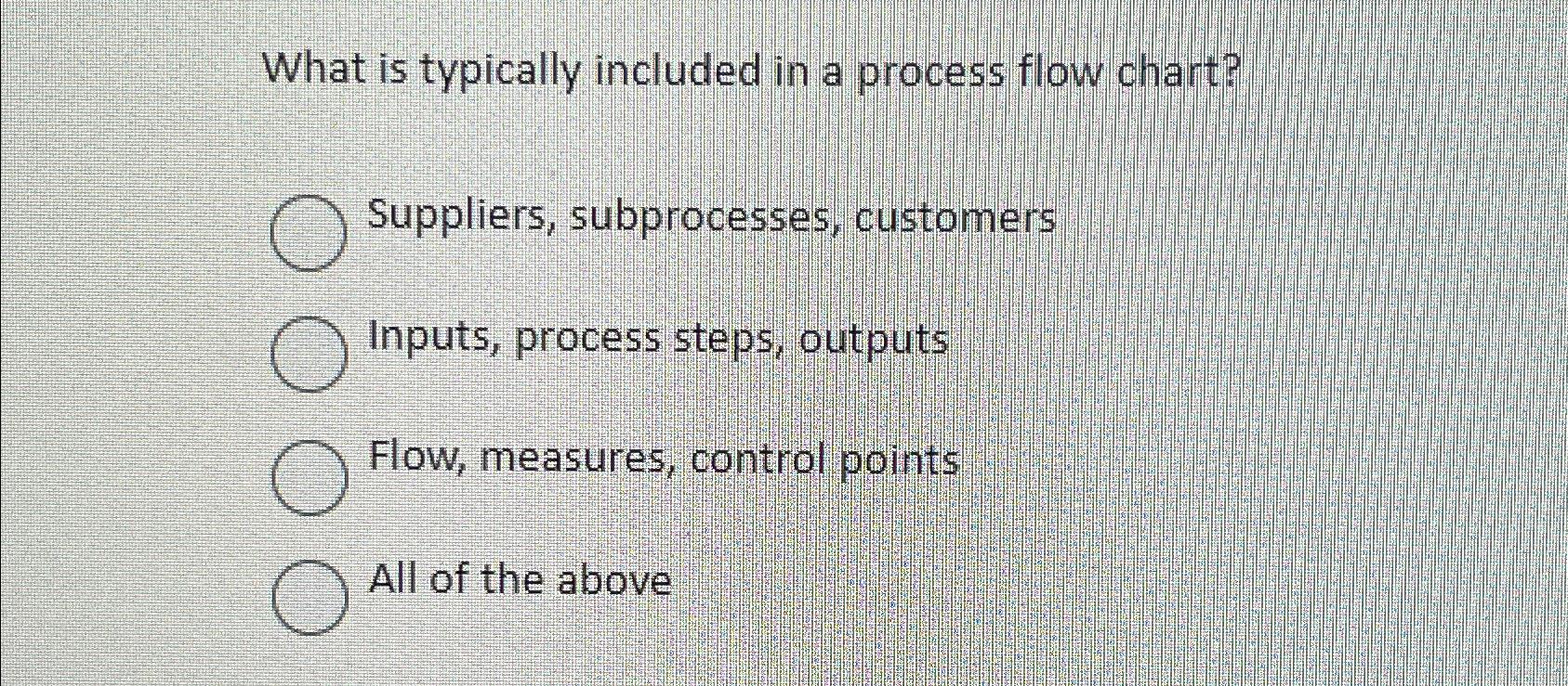 Solved What is typically included in a process flow | Chegg.com