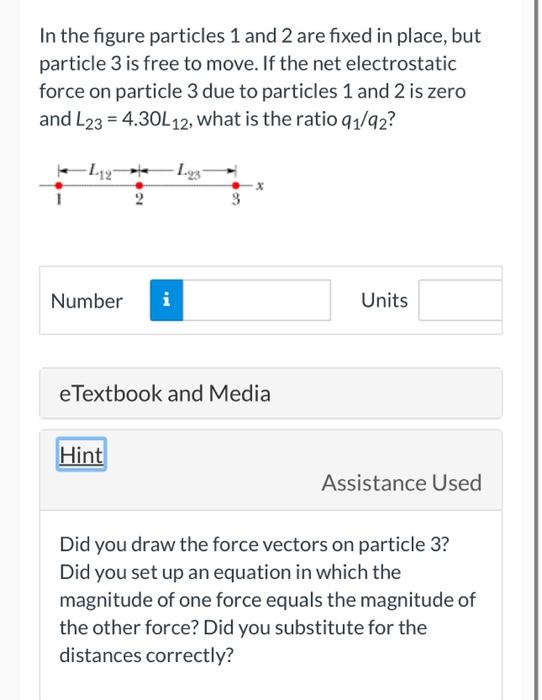 Solved In the figure particles 1 and 2 are fixed in place, | Chegg.com