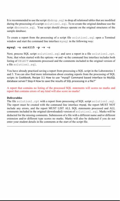 Tasks Task 1 (3 marks) Download a file solutioni.sql | Chegg.com