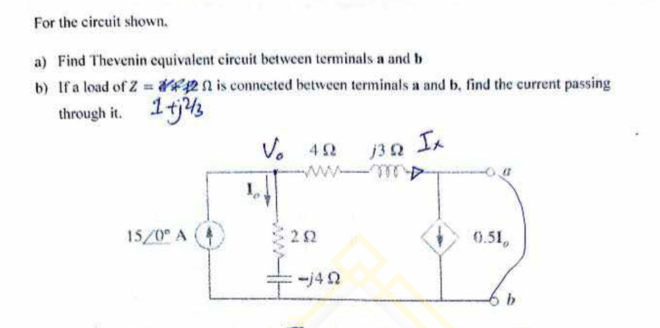 Solved For the circuit shown.a) ﻿Find Thevenin equivalent | Chegg.com