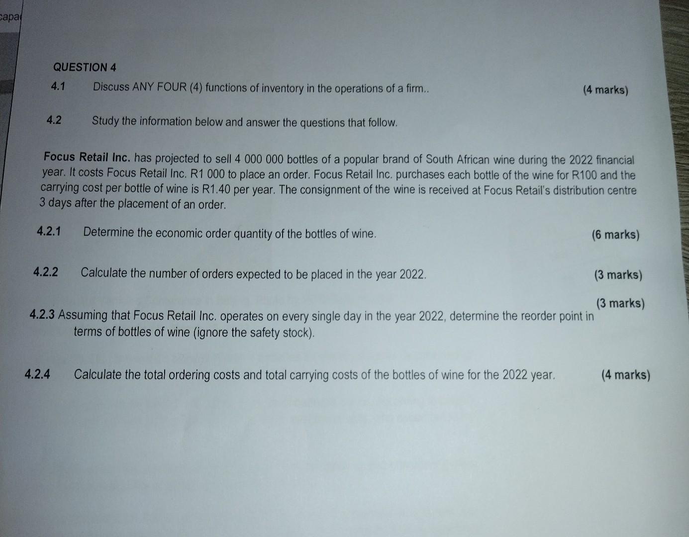 Solved QUESTION 4 4.1 Discuss ANY FOUR (4) functions of | Chegg.com